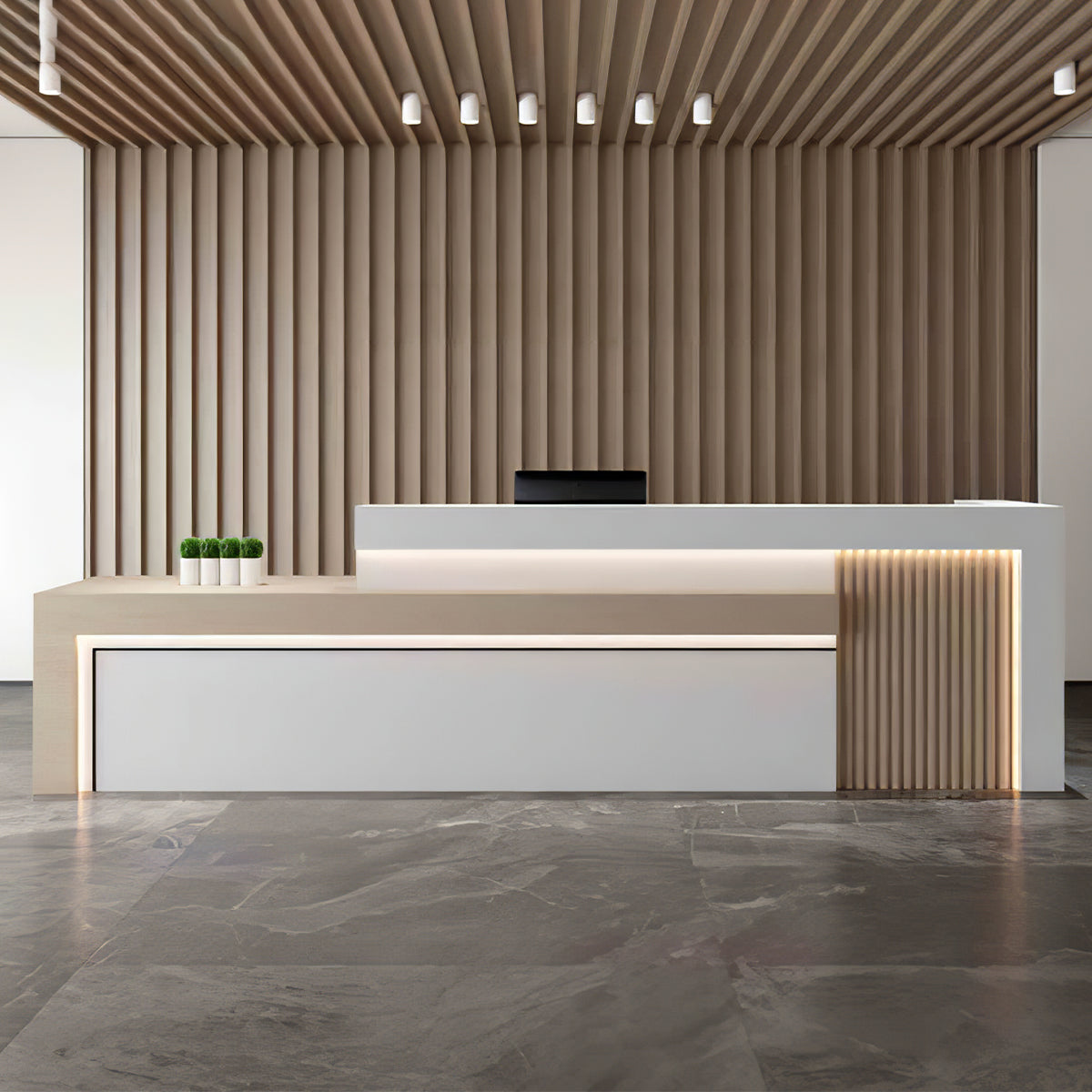 Modern Office Reception Desk with Storage for Lobby or Reception Area