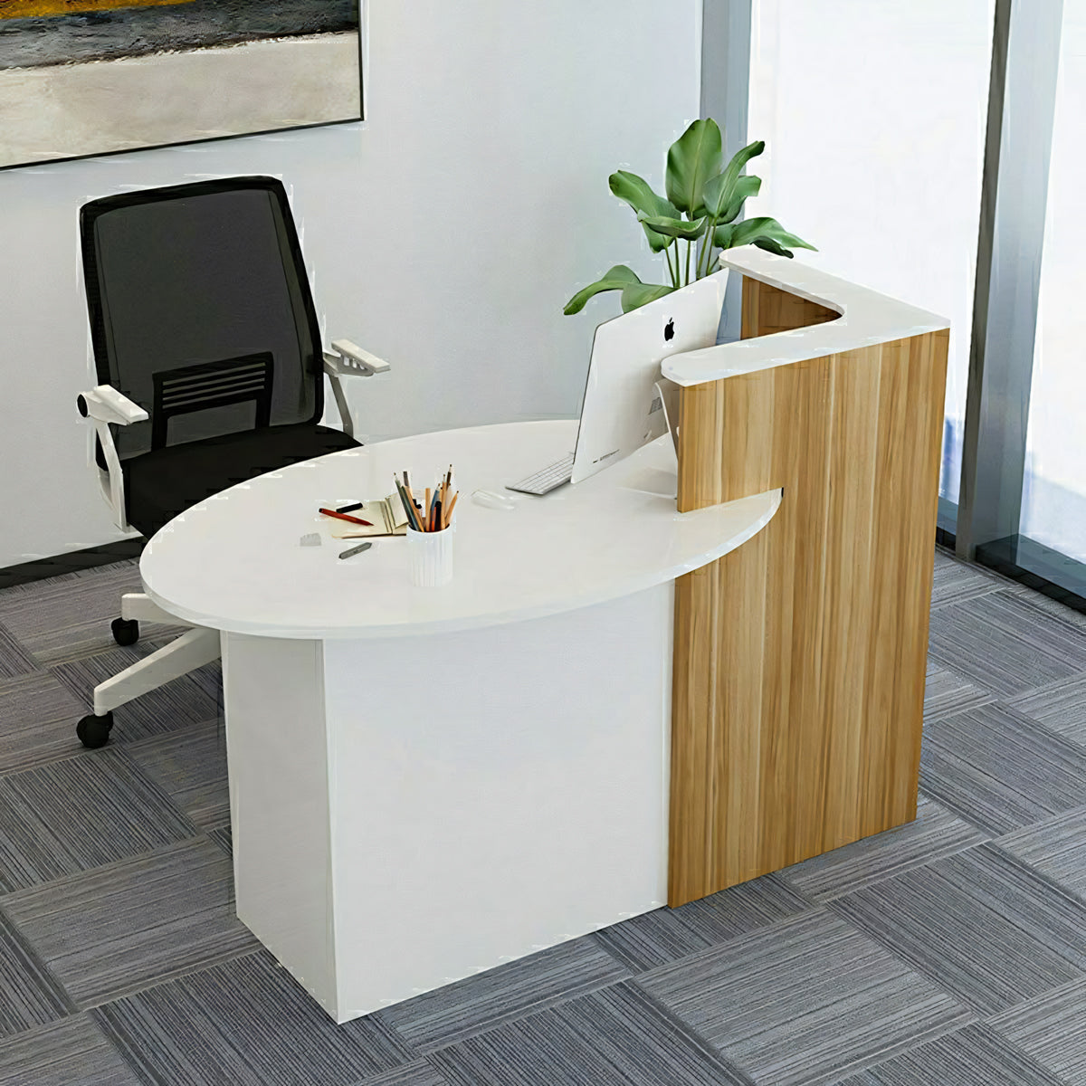 Customizable Luxury Durable Oval Small Reception Desk In Stock, Online ...
