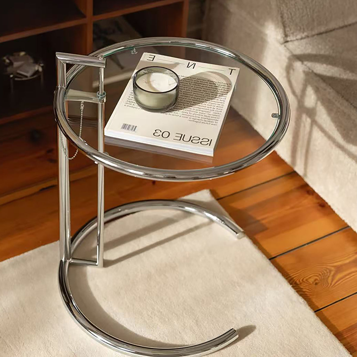 Creative Silver Stainless Steel Round Side Table with Lift-Top TY-113（