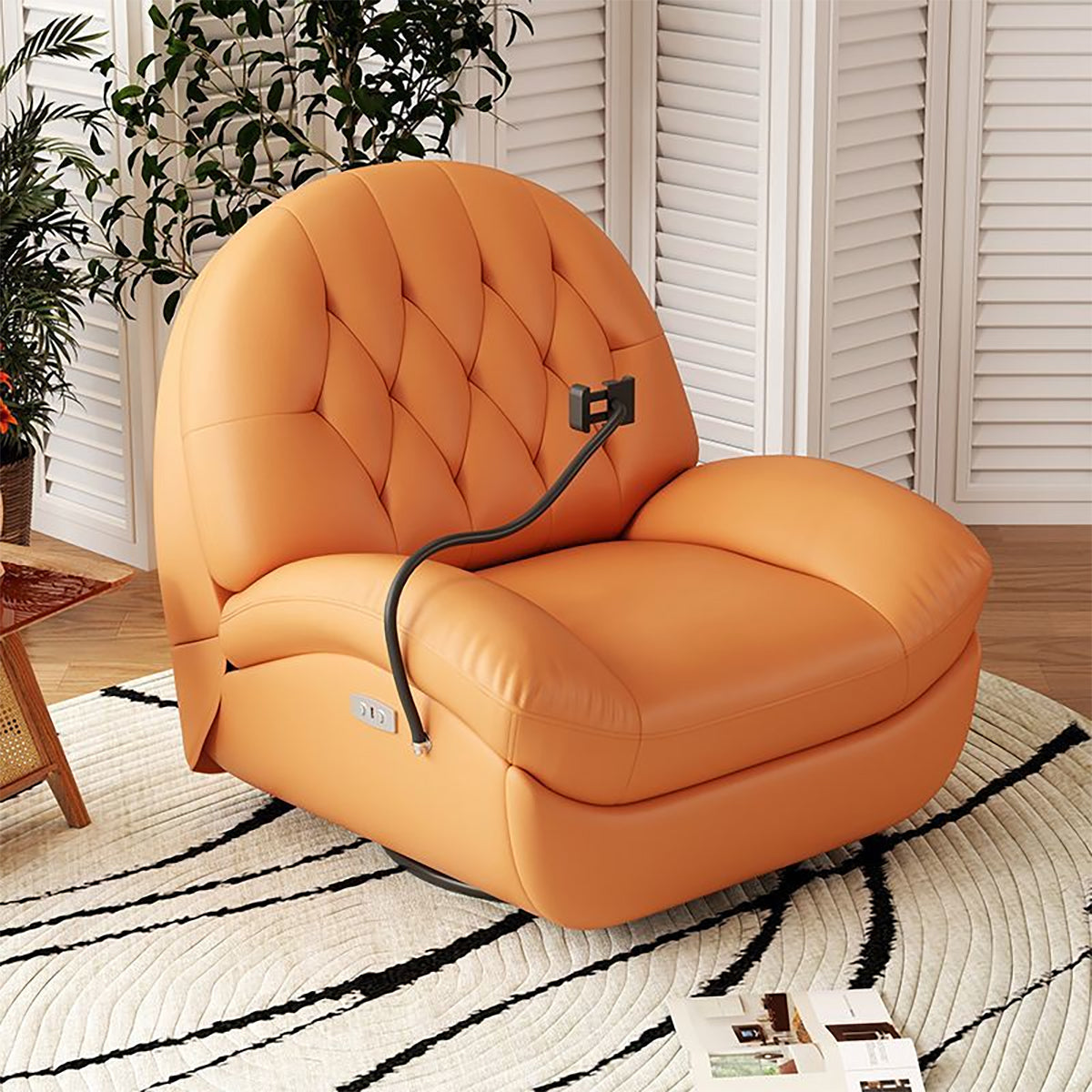 Semi-Circular Backrest Single Recliner Sofa with Liftable Footrest