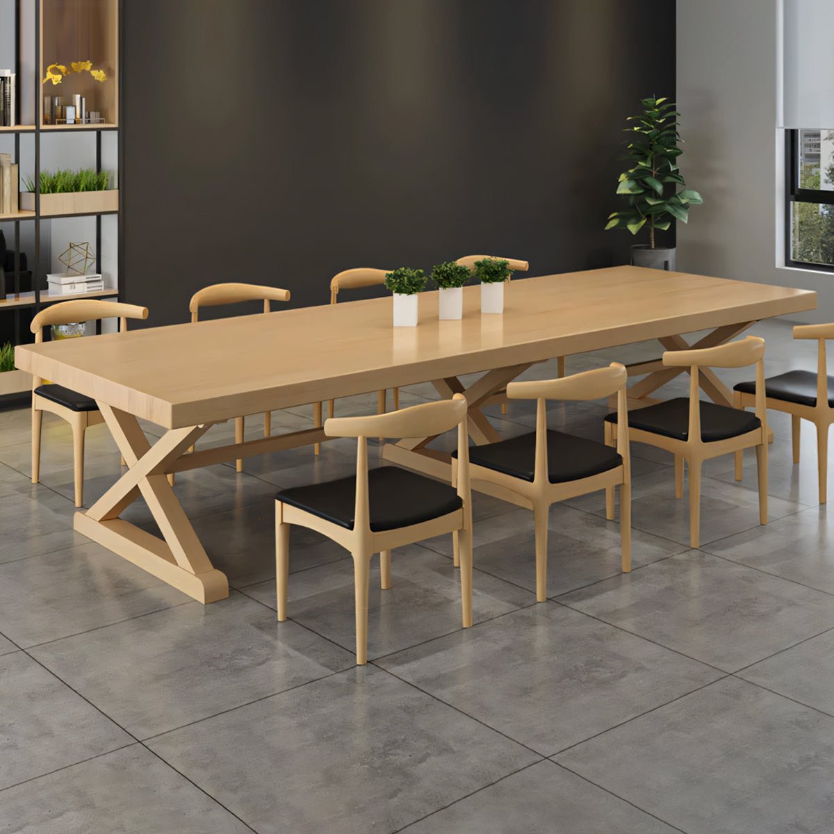 Nordic Simple Solid Wood Negotiation Conference Table and Chairs Recta