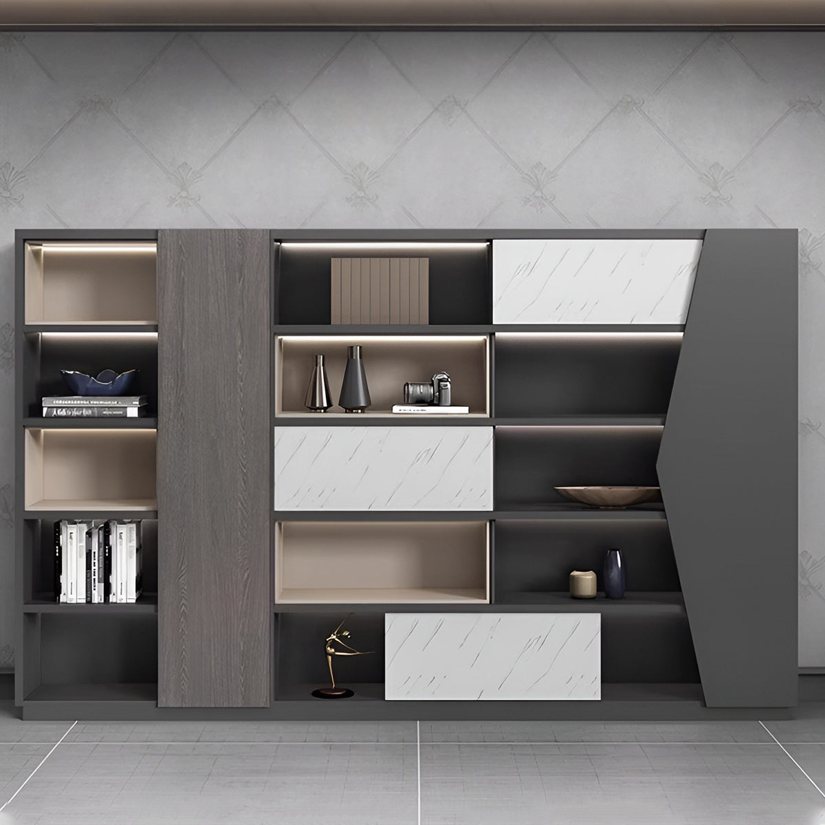 Large Open Storage Wooden Office File Cabinet with Multi-layer Design