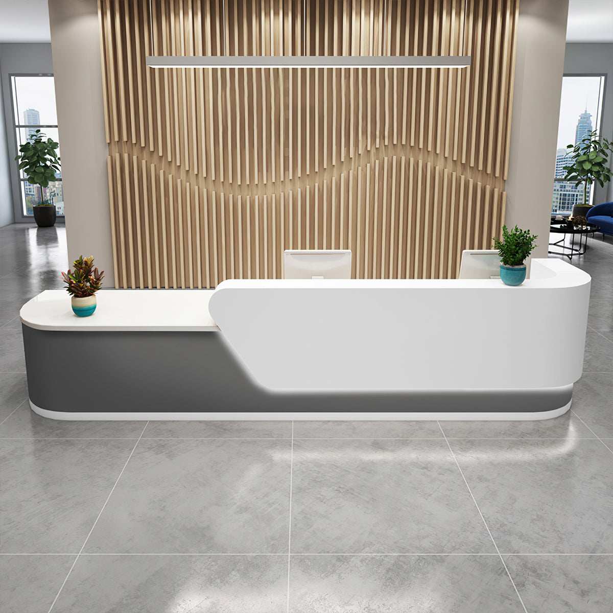 Modern Office Reception Desk with Curved Corner JDT-2065