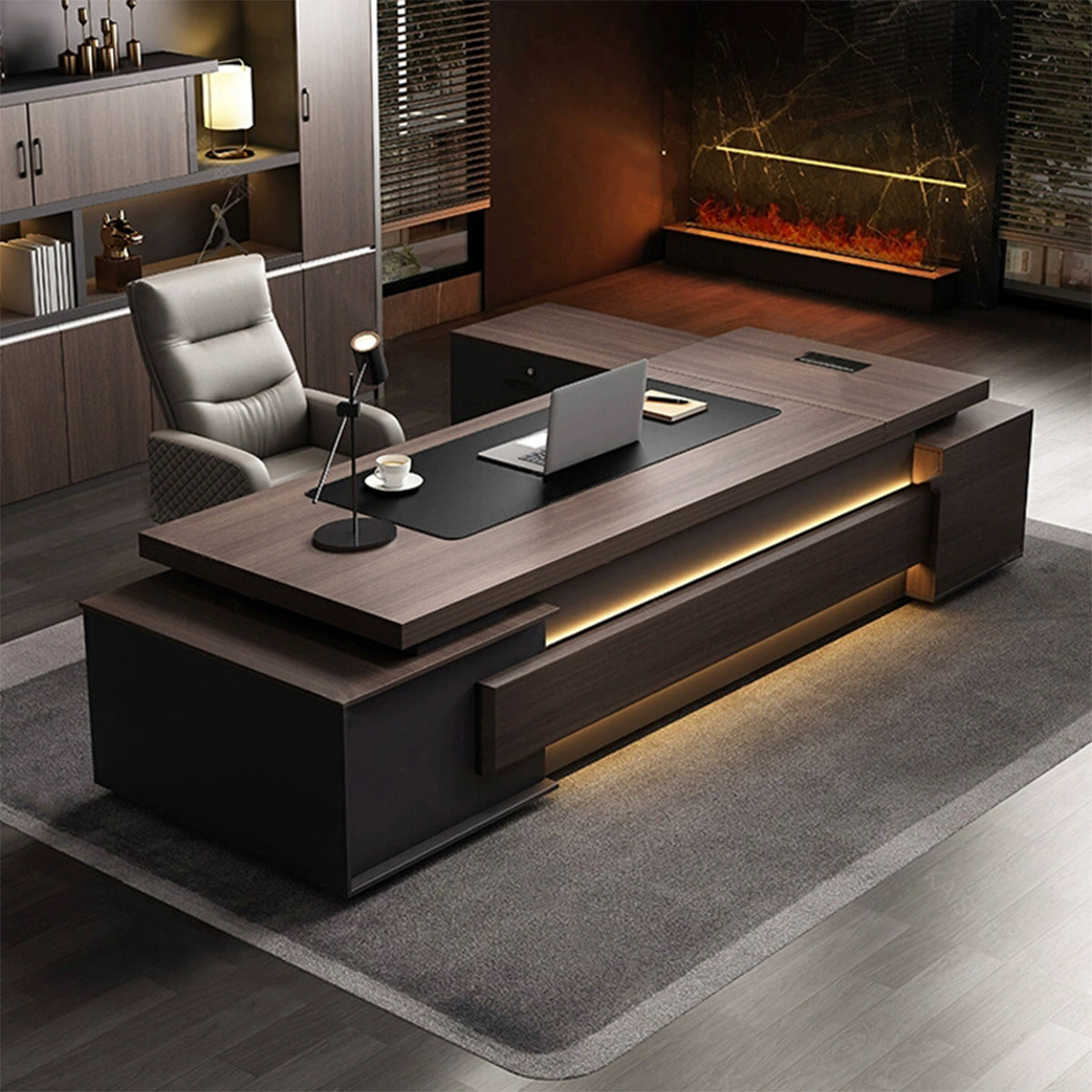 Refined Modern Executive Desk With Secure Storage And Cable Management