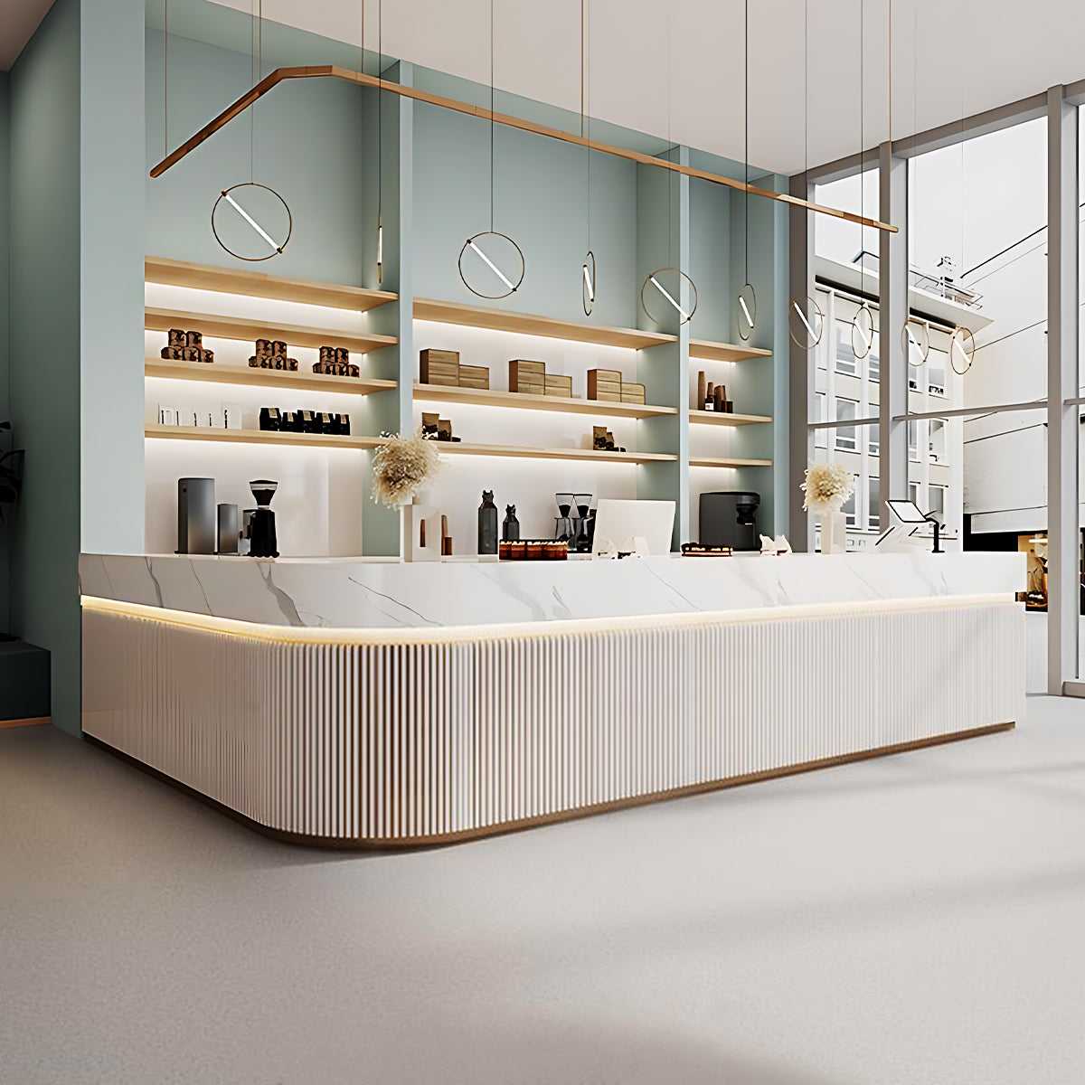Modern Grille Front Reception Desk For Cafes, Tea Shops, And Restauran
