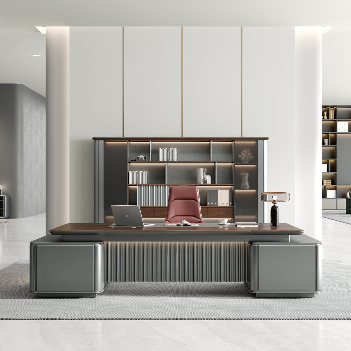 Customizable Luxury Durable Executive Desk with Two-tier Desktop In ...