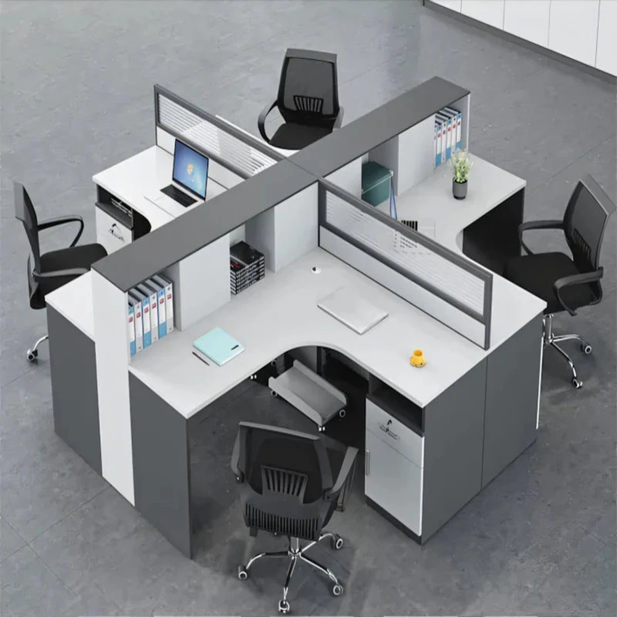 Modern Office Workstation Set with Screens, Ideal for 2/4/6-Person Wor