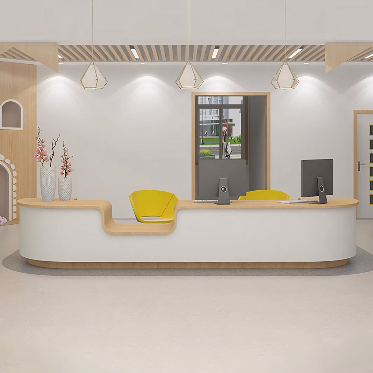 Customizable Luxury Durable Curved Straight Reception Counter In Stock ...