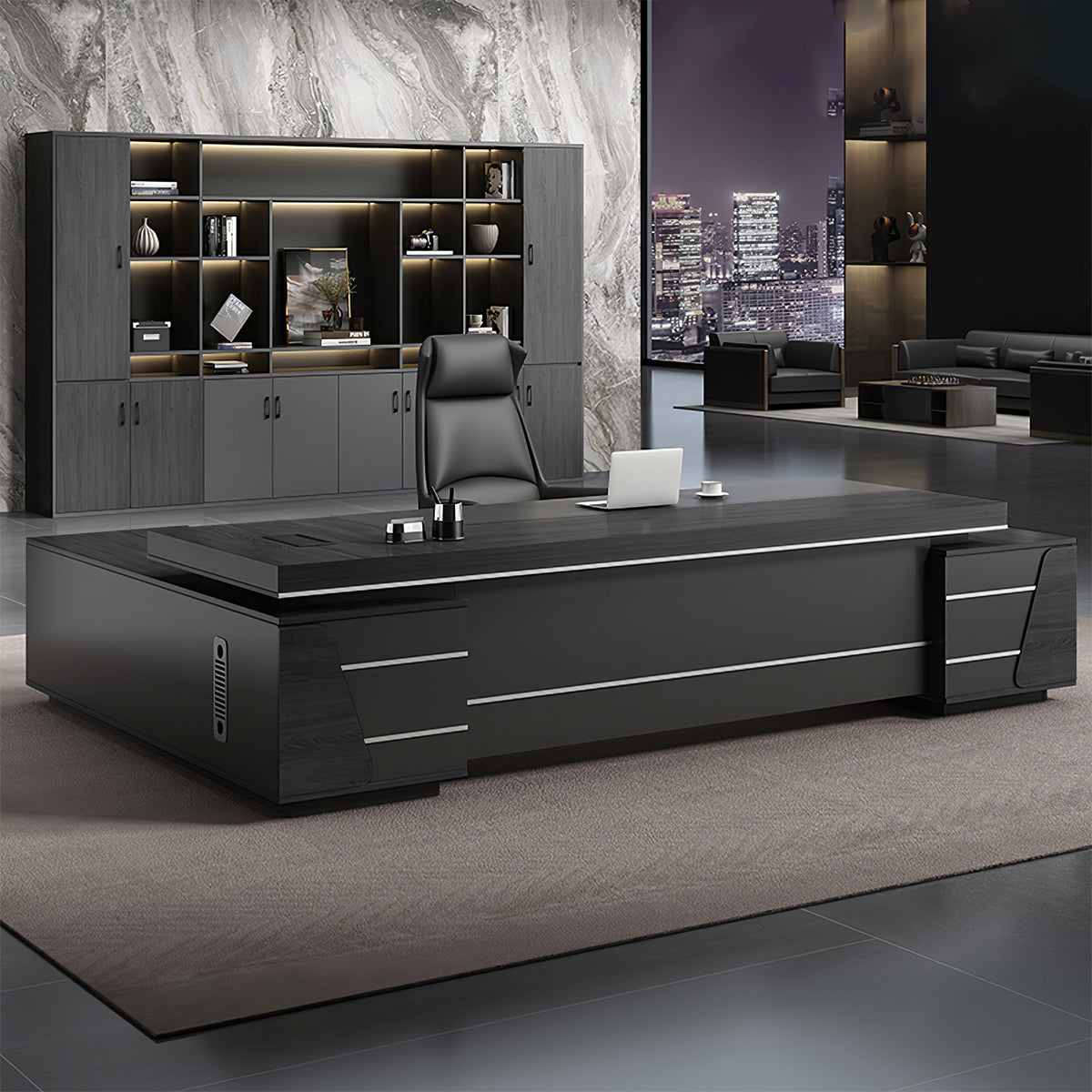 Modern L-shaped Executive Desks with Side Storage Cabinet LBZ-WJG-ZI15